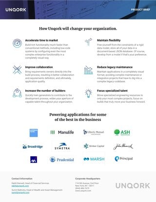 Unqork - Datasheet - Product Overview - Unqork Enterprise Application ...