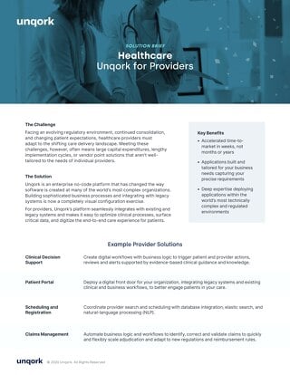 Solution Brief: Unqork for Healthcare Providers | Unqork Enterprise ...